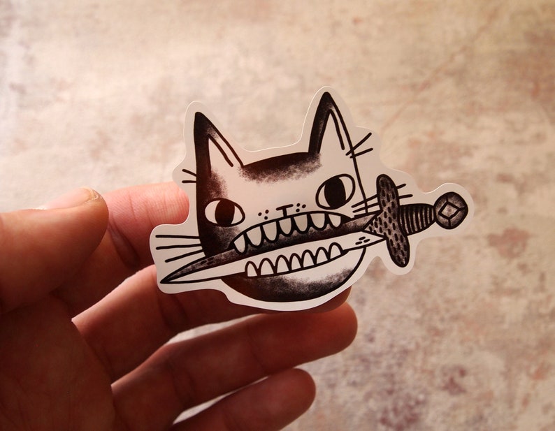 Cat Tattoo Flash Vinyl Sticker Sheet - Etsy