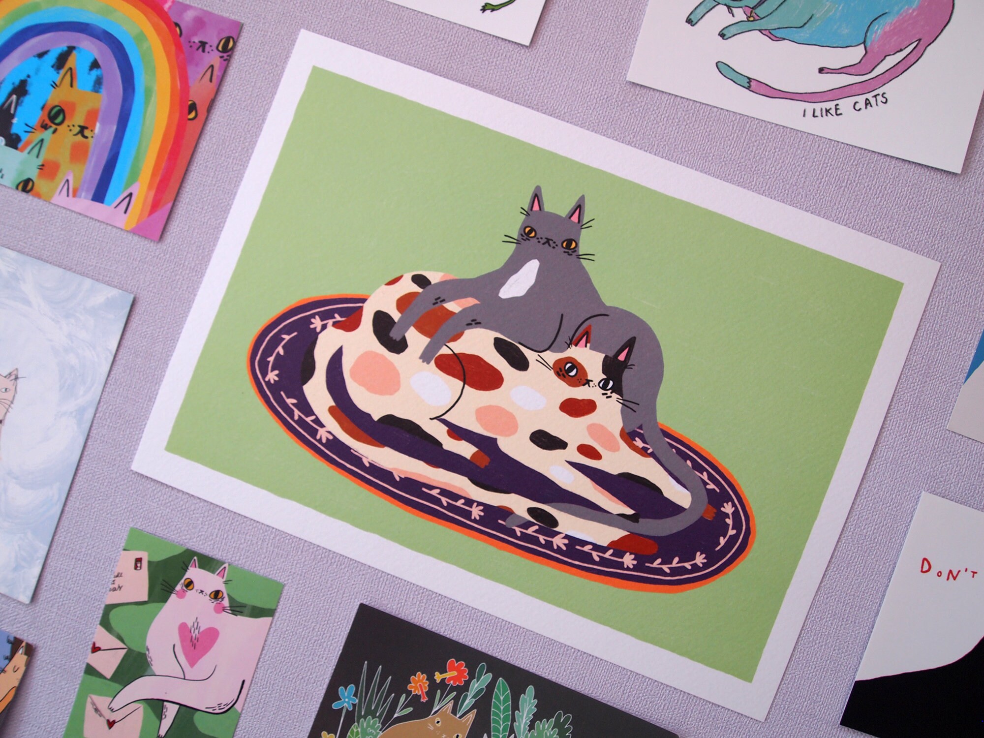 Cats Illustration A4 Art Print | Etsy