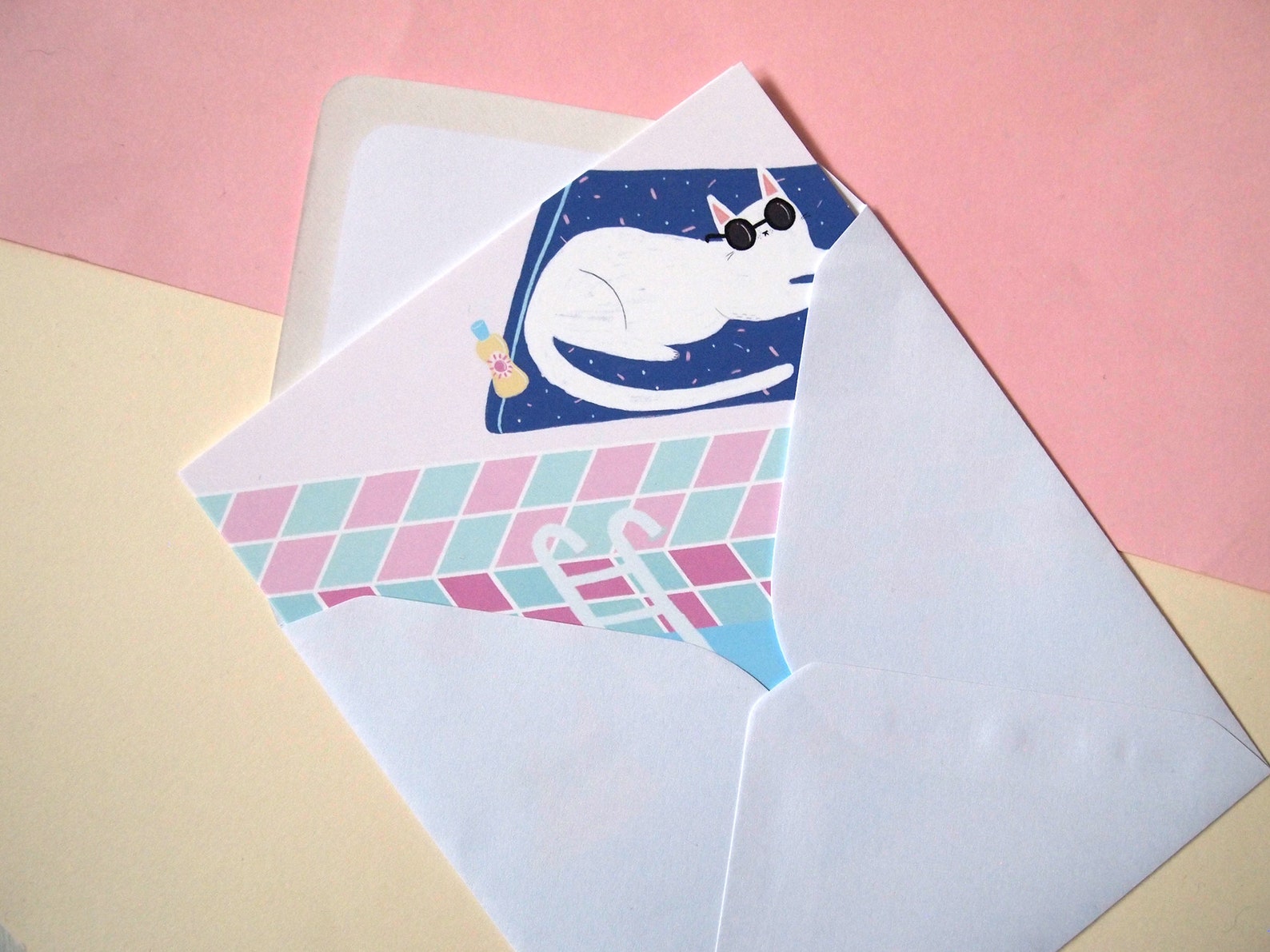 Illustrated cat greetings card | Etsy