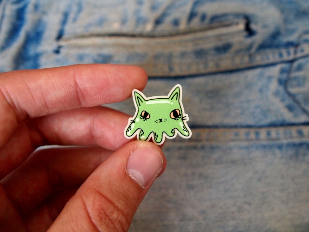 Slime Cat Acrylic Pin Badge - Etsy UK