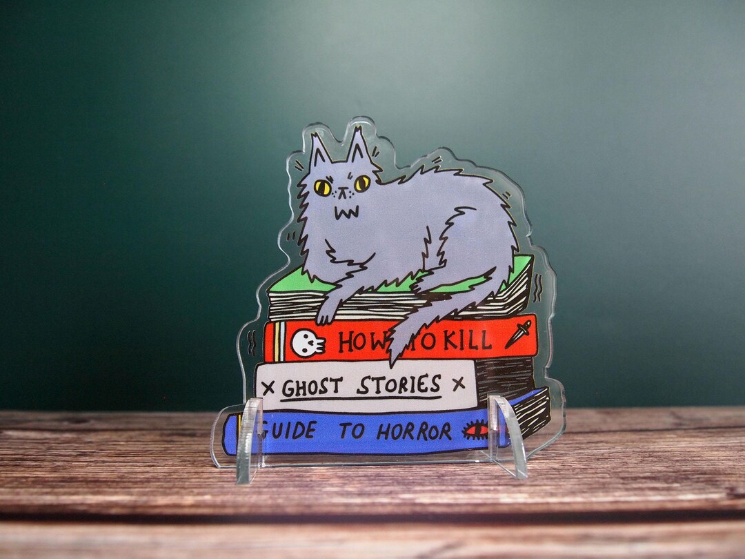 Spooky Cat Acrylic Desk Pet Ornament, Cat Standee, Cat Trinket, Desk ...