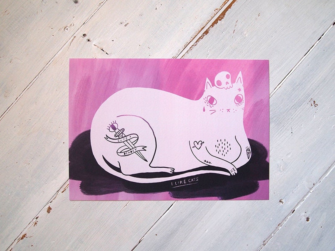 Tattoo Cat A4 Art Print - Etsy