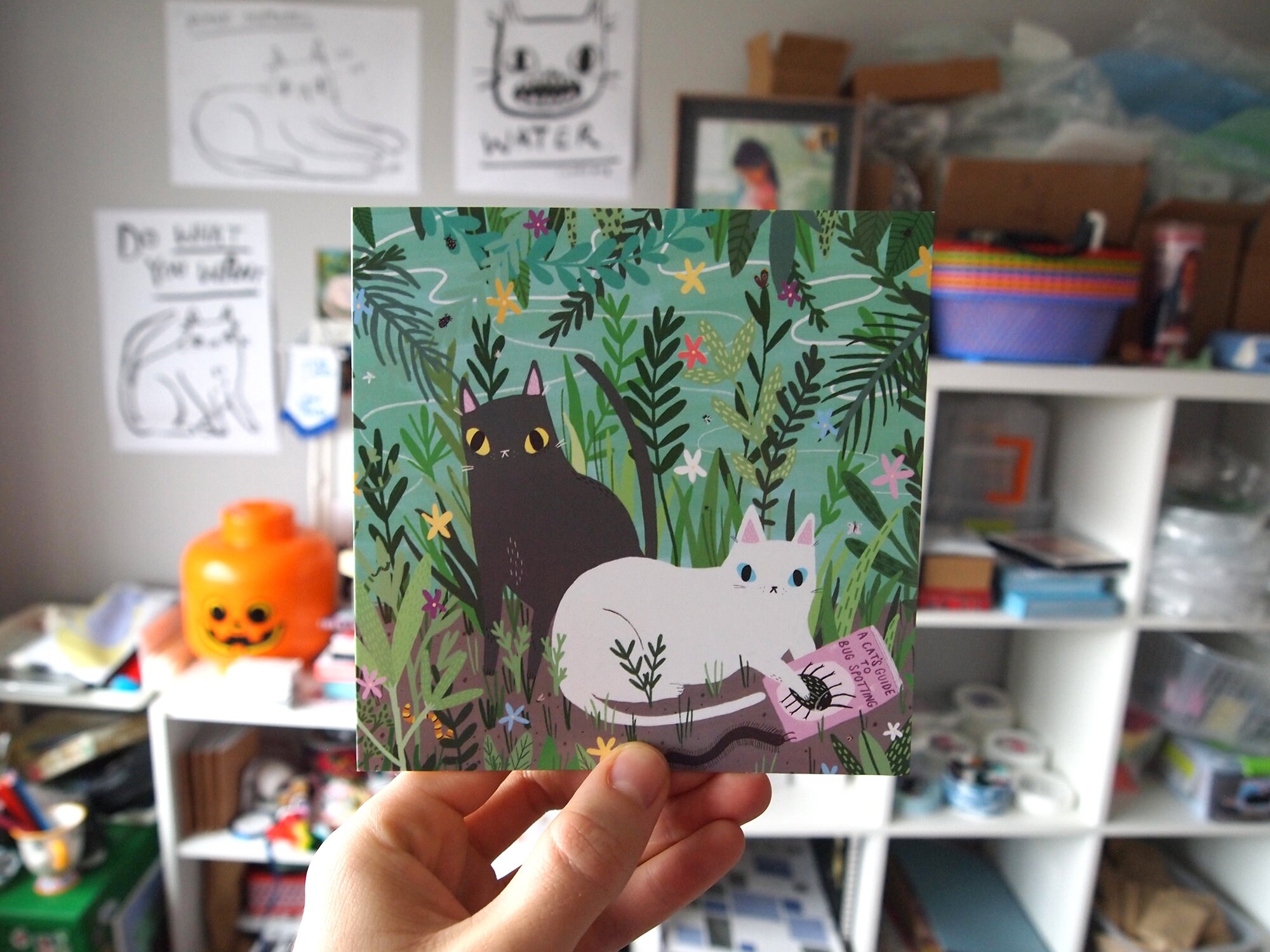 Cat greetings card blank inside | Etsy