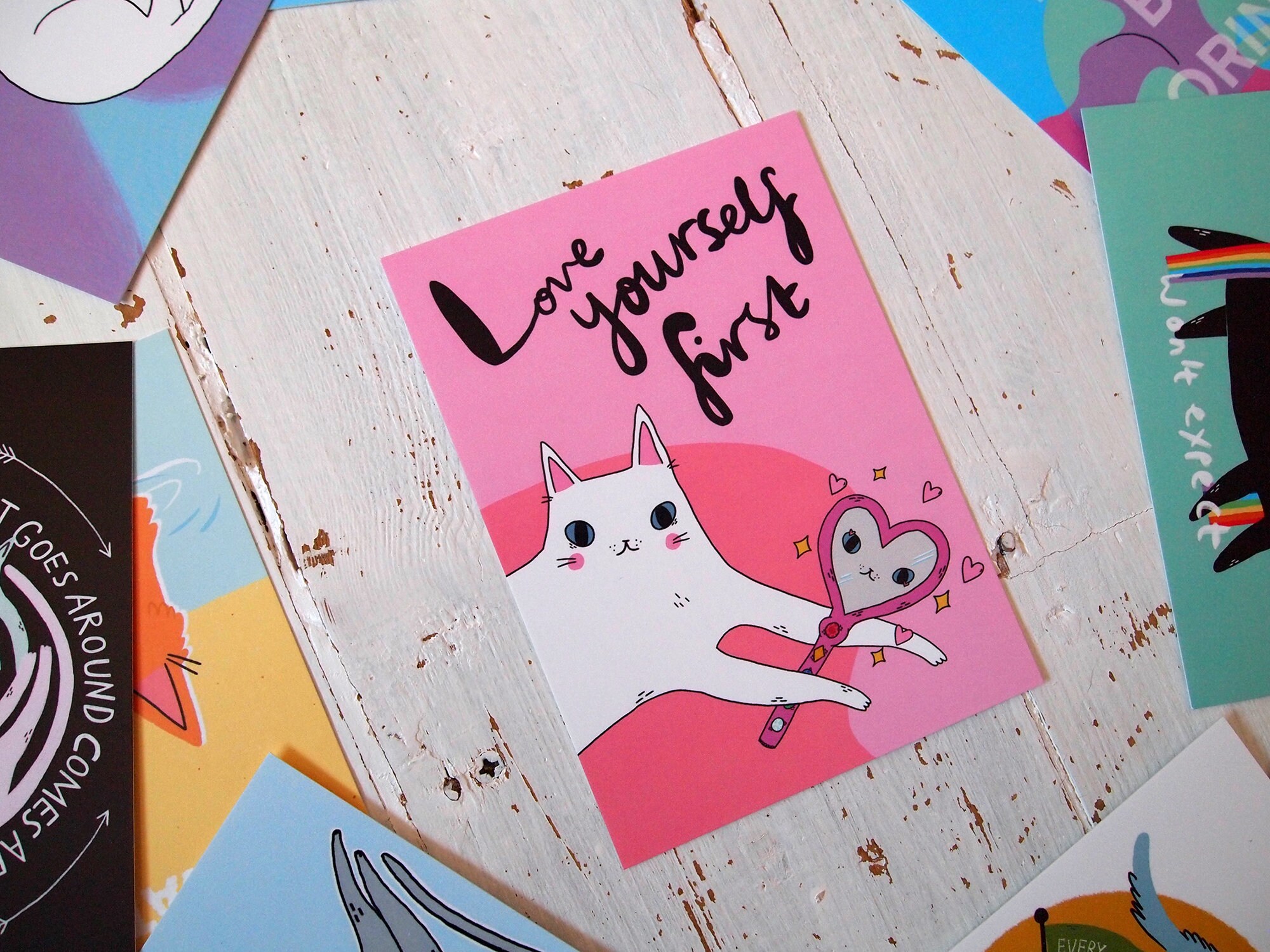 Motivational cat postcards set of 10 | Etsy