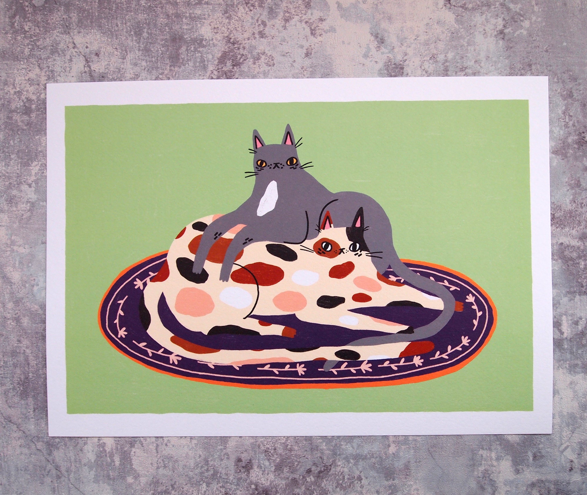 Cats Illustration A4 Art Print | Etsy