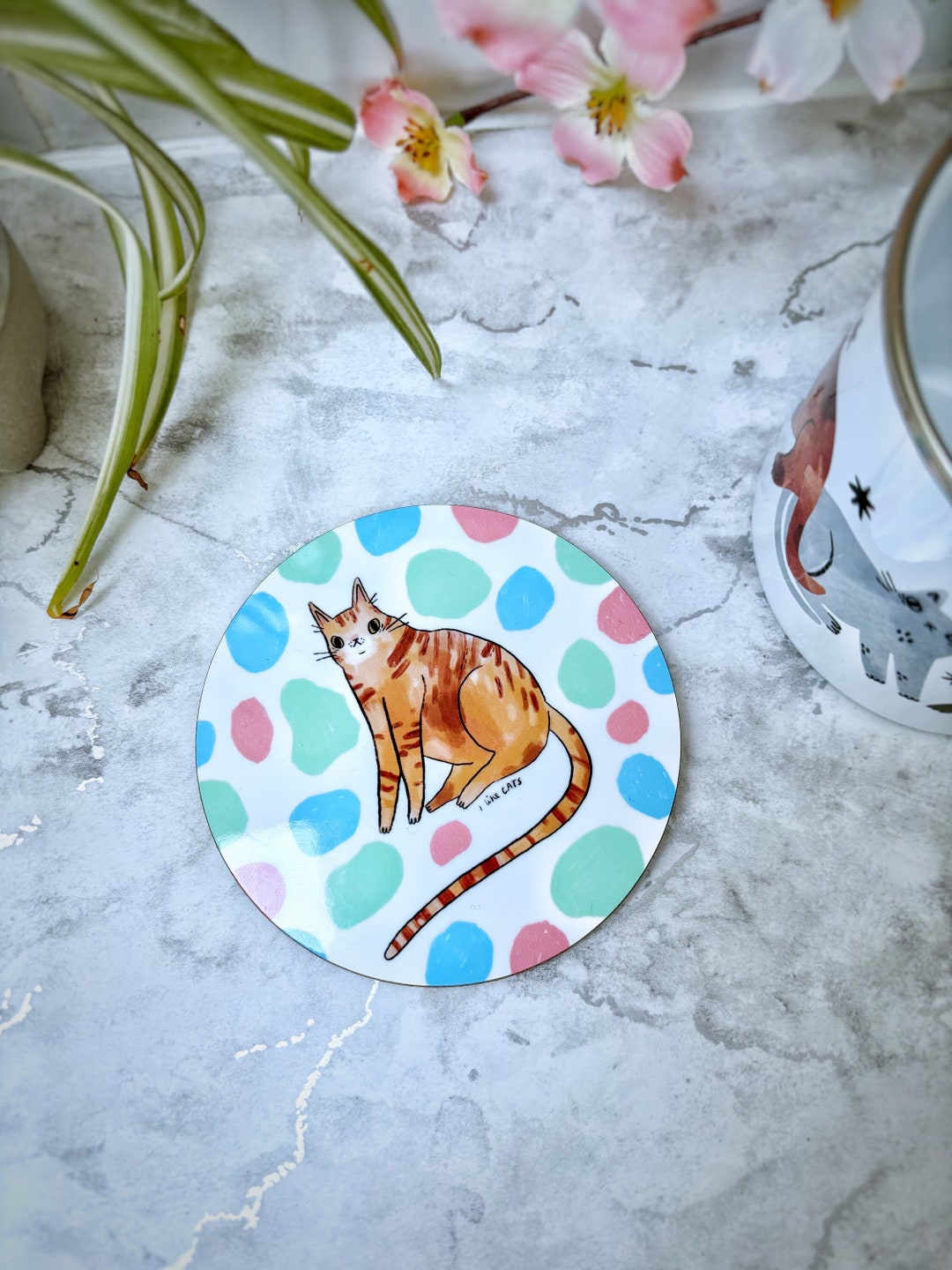 Ginger Cat Drinks Coaster - Ginger Cat Gift, Ginger Cat Art, Drinks ...