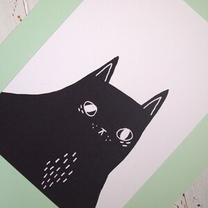 Monochrome Cat Art Print - Etsy