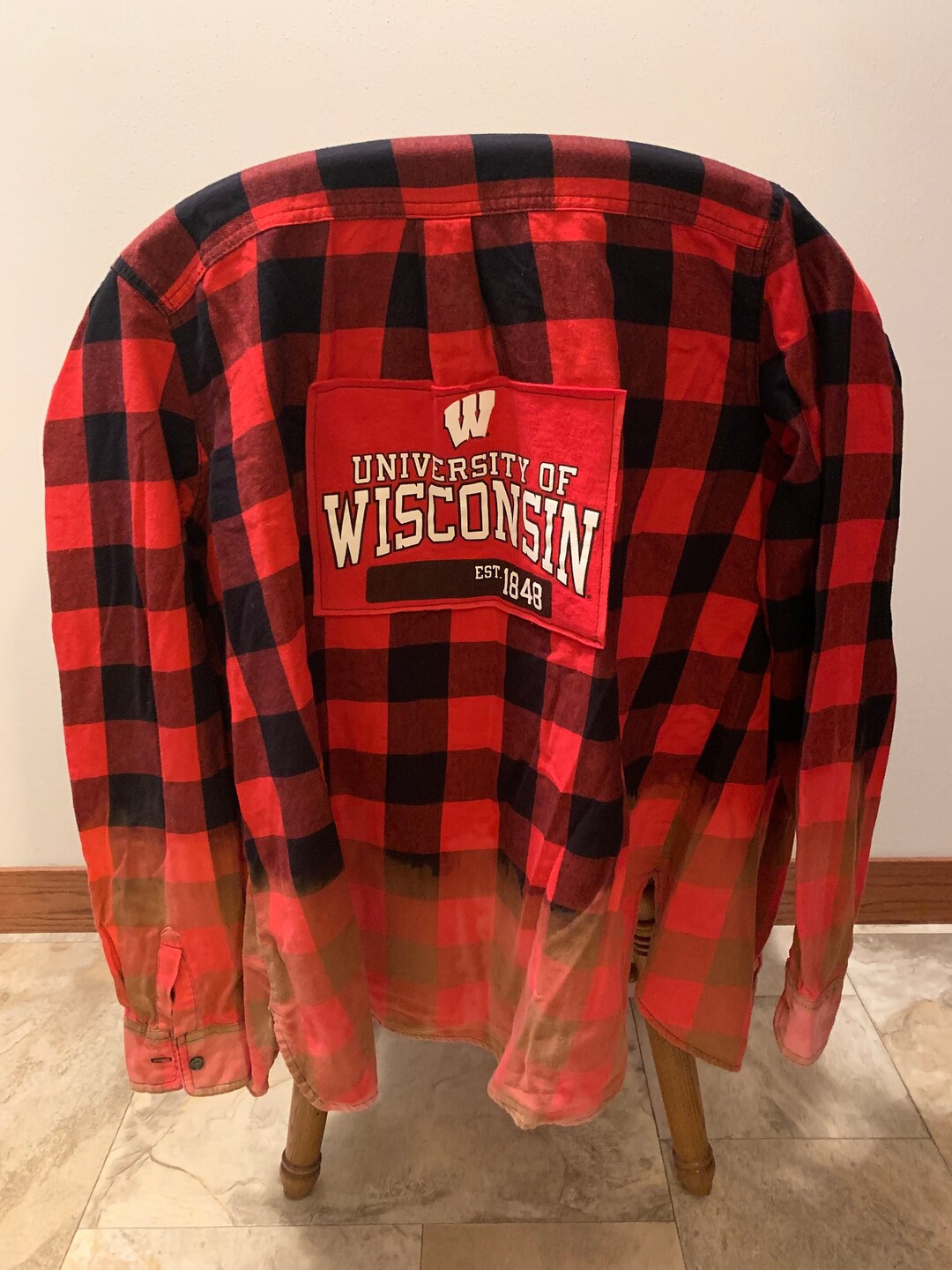 Upcycled and Hand Bleached Flannel Shirt - One of a Kind - Eco-friendly ...