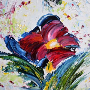 Red Rose, Original, Oil Painting, by Tatjana Ruzin, Flower, Wall Art ...