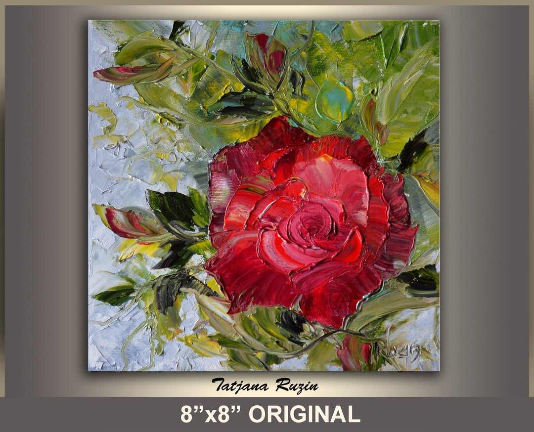 Red Rose Paintingflower Paintingoriginal Oil - Etsy