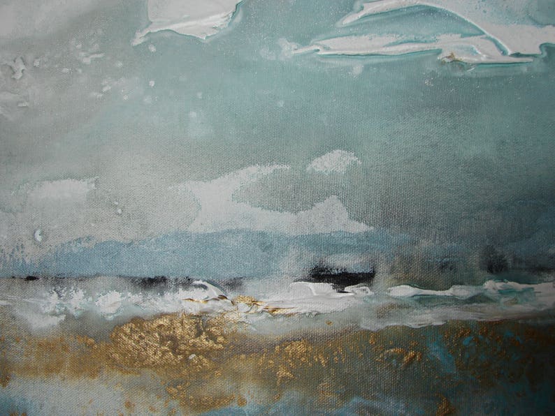 Abstract Custom Seascape Art Blue Teal Acrylic Painting | Etsy