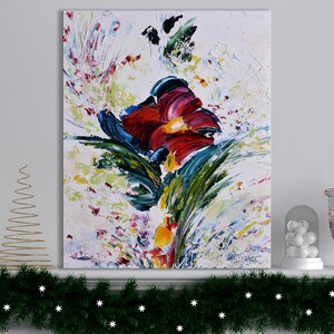 Red Rose, Original, Oil Painting, by Tatjana Ruzin, Flower, Wall Art ...