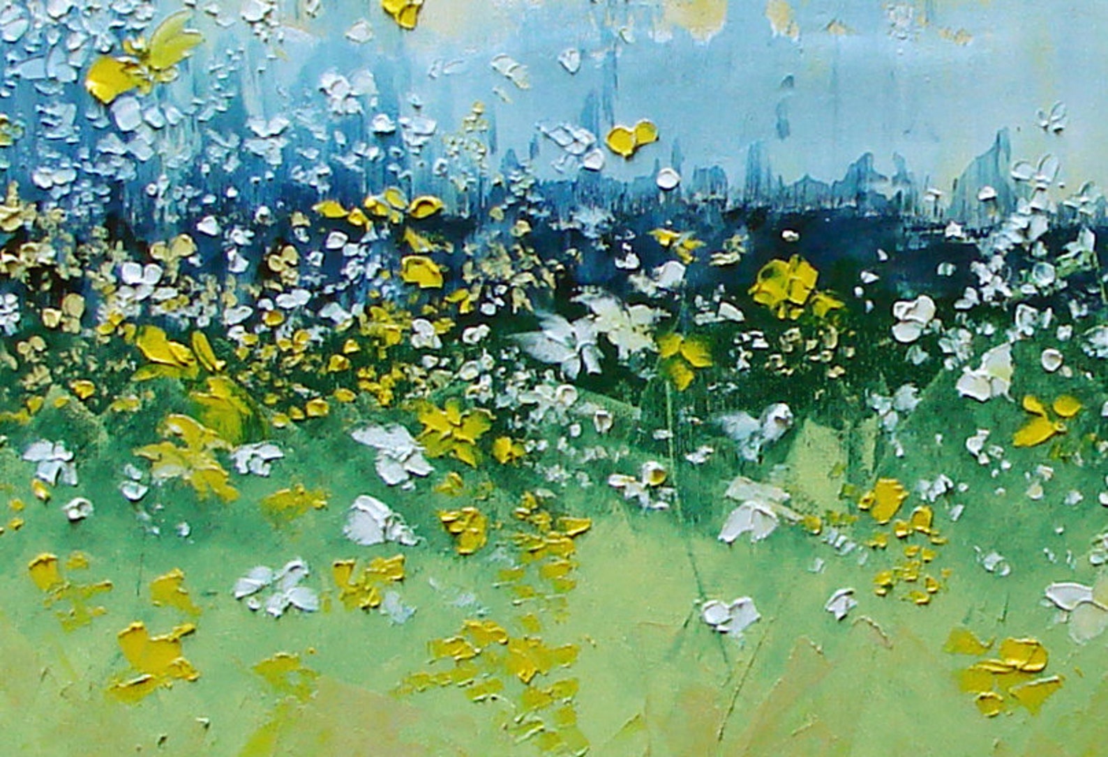 Landscape Painting, Meadow Flowers, Abstract Landscape Art, Oil ...