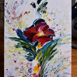 Red Rose, Original, Oil Painting, by Tatjana Ruzin, Flower, Wall Art ...