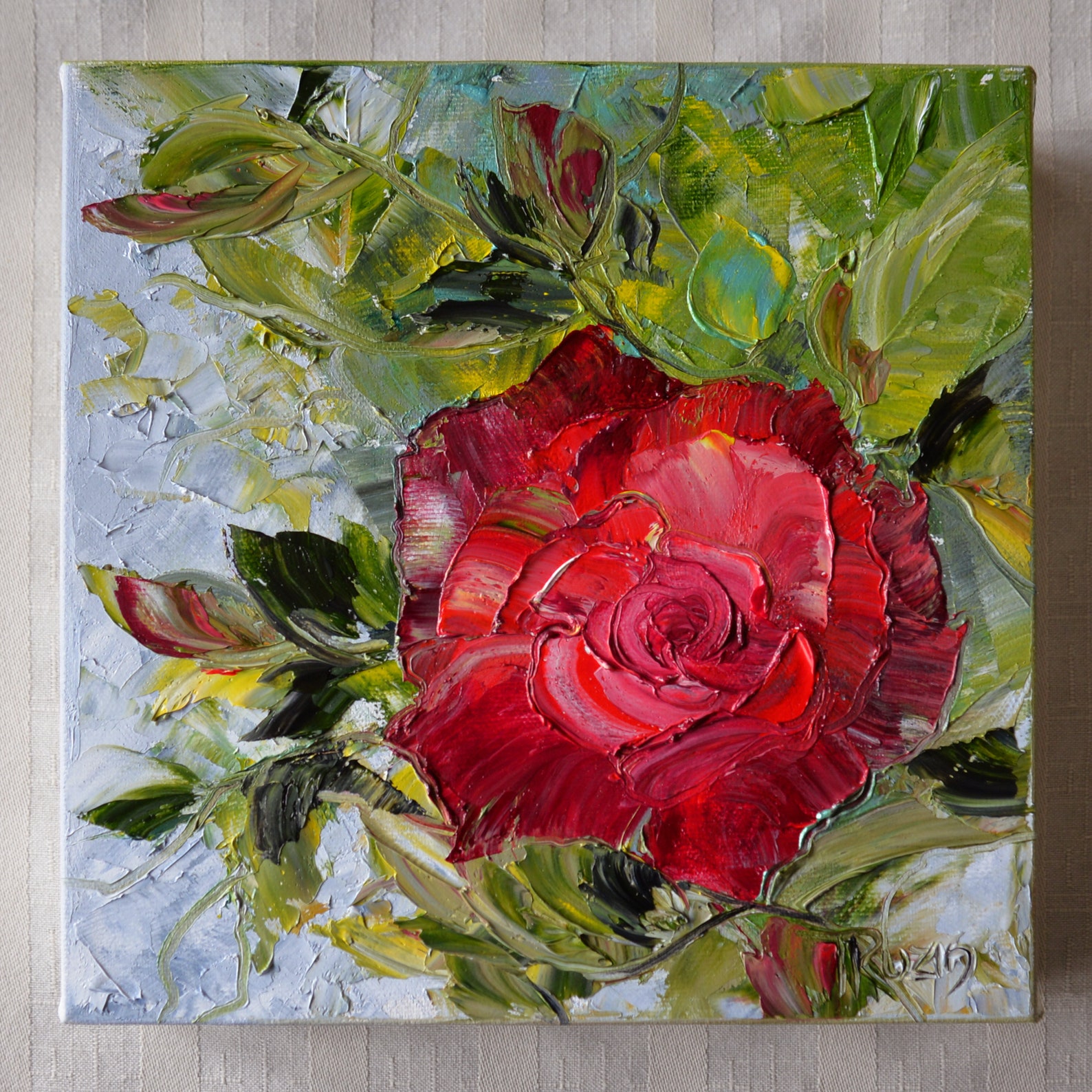 Red Rose Paintingflower Paintingoriginal Oil - Etsy