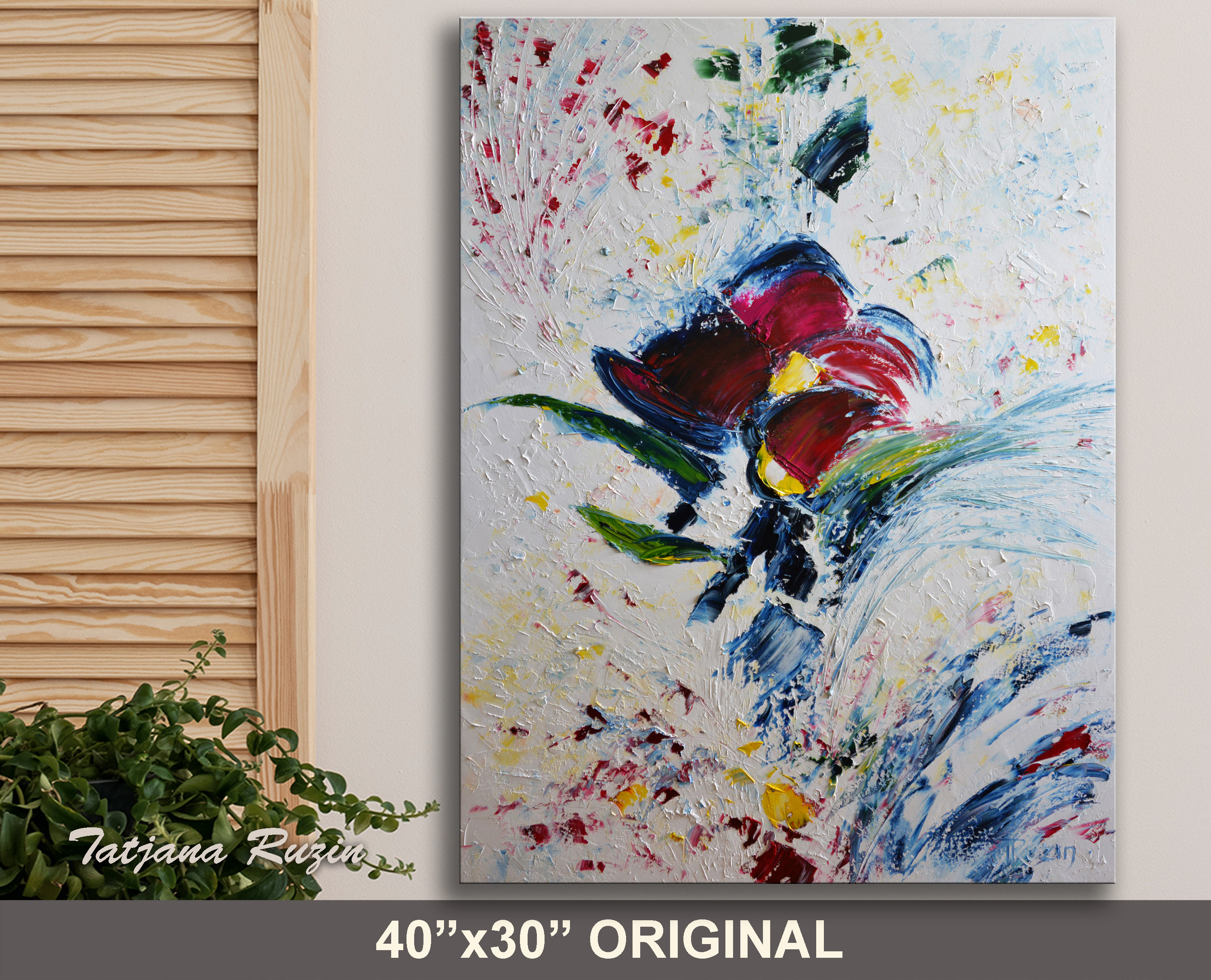 Red Rose Original Oil Painting by Tatjana Ruzin Flower | Etsy Canada