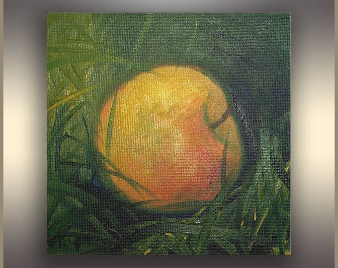 Golden Apple, 8"x8", Original Oil Painting, Golden Delicious, Canvas ...