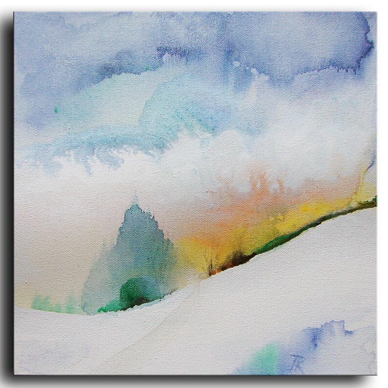 Watercolor Painting, Winter Landscape,neutral Original Abstract ...
