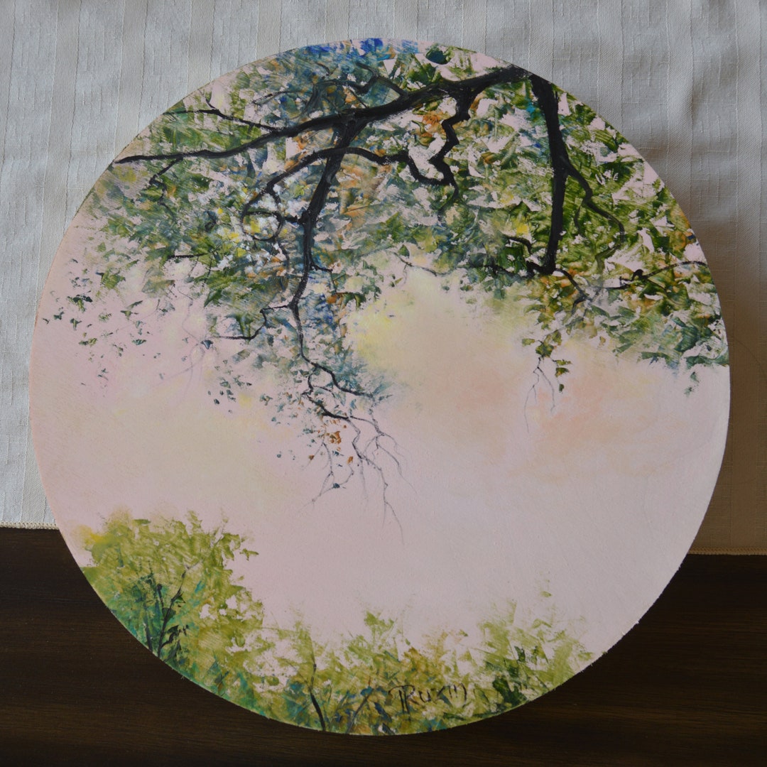 Original Painting, by Tatjana Ruzin, Landscape Painting, Round Painting ...