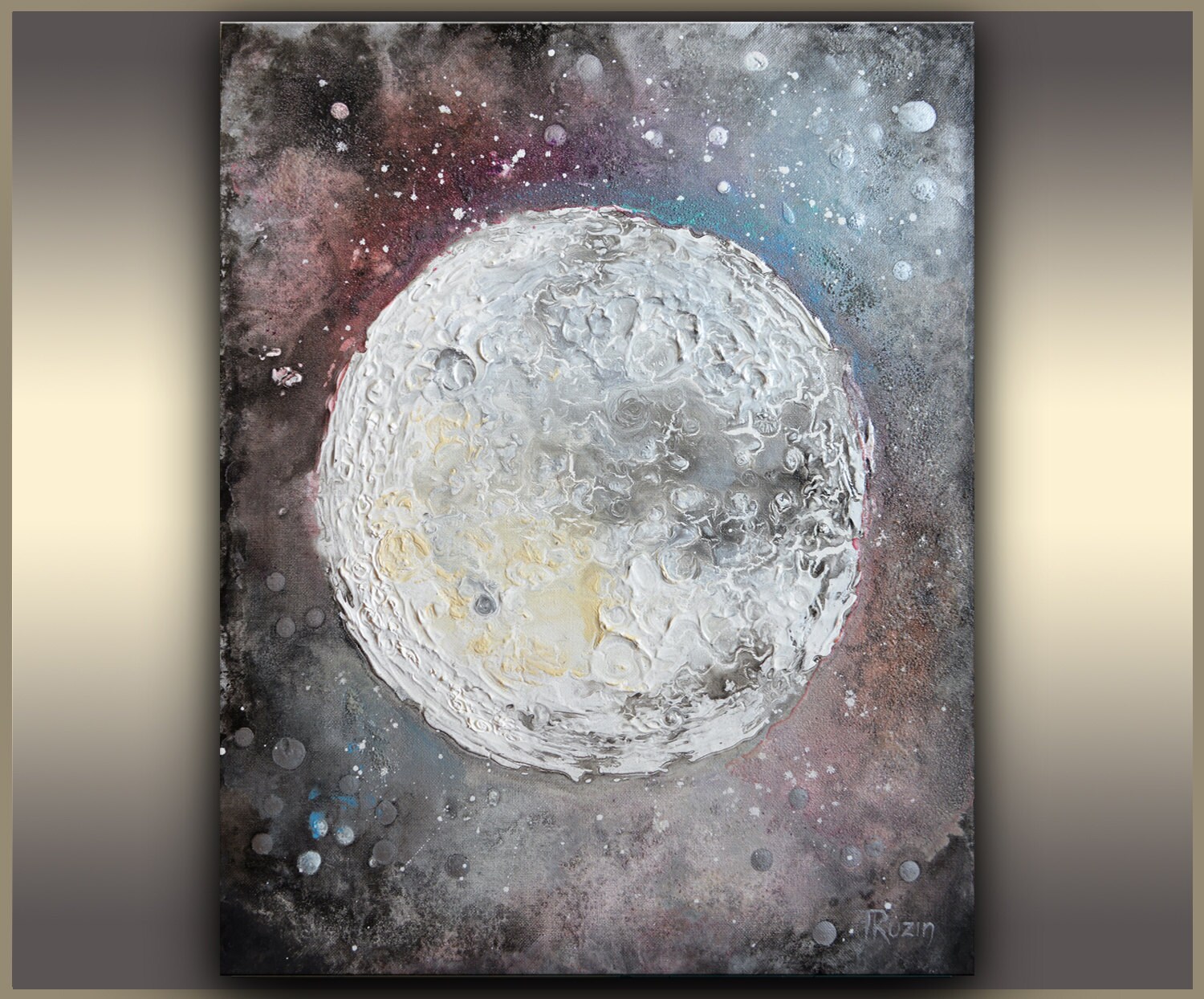 Celestial Abstract Art Moon Painting Stars Space Planet | Etsy