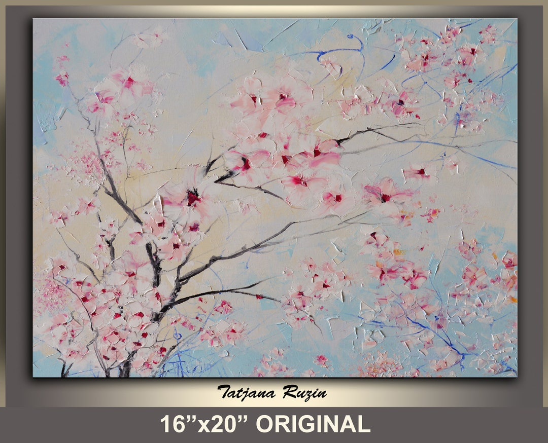 Oil Painting, Almond Blossom, Art, Painting,original Art,almond Tree ...