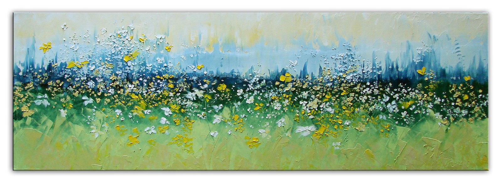 Landscape Painting, Meadow Flowers, Abstract Landscape Art, Oil ...