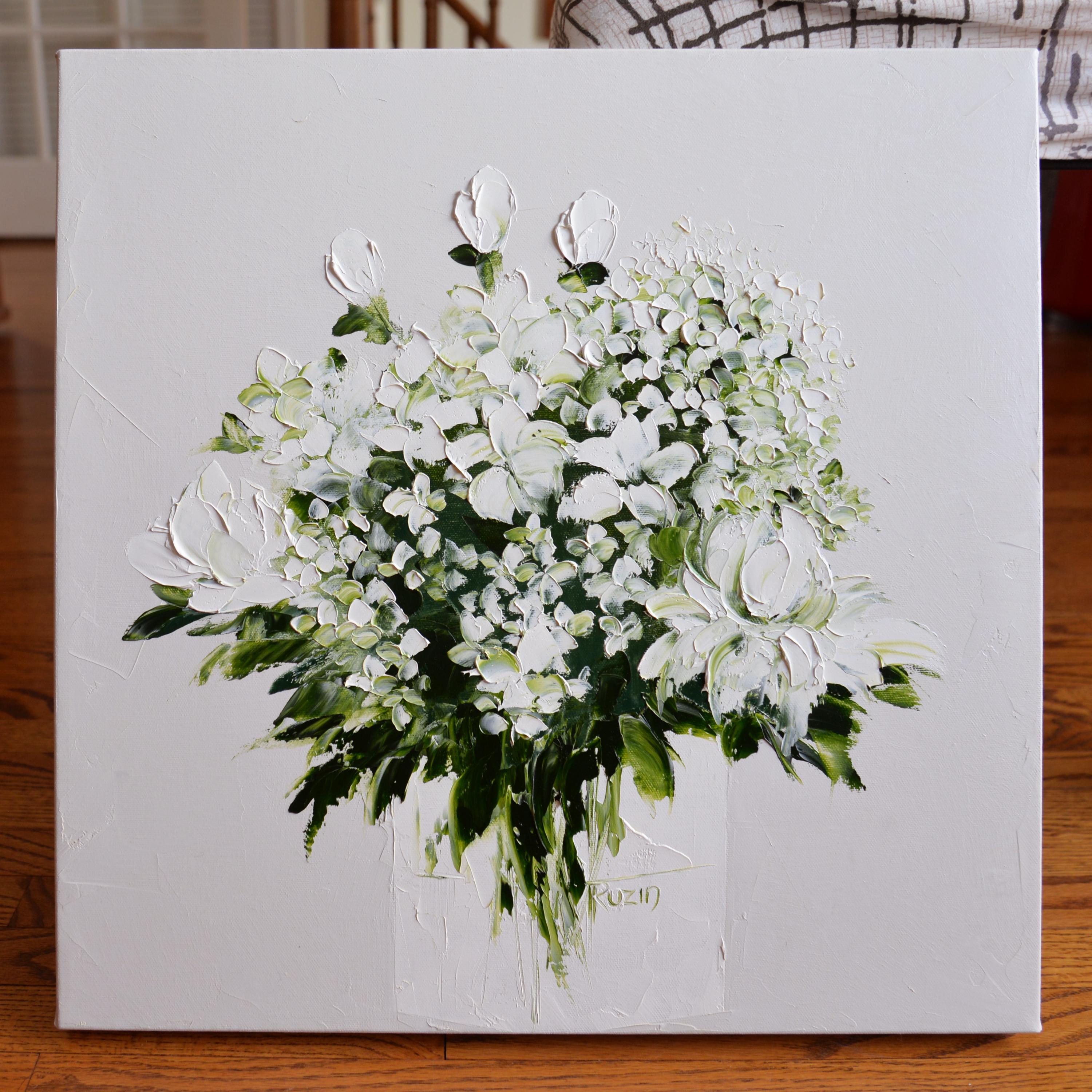 Floral Painting, Tatjana Ruzin, White Hydrangea, Art Painting, Floral ...