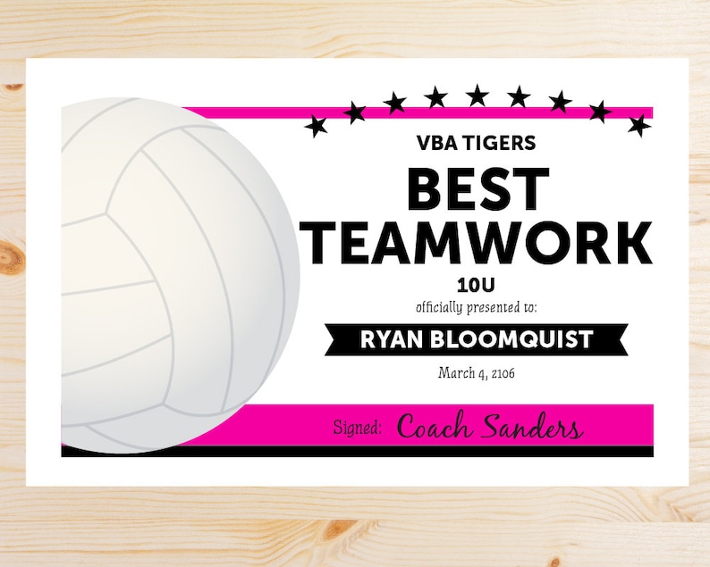 Editable Volleyball Award Certificates INSTANT DOWNLOAD | Etsy