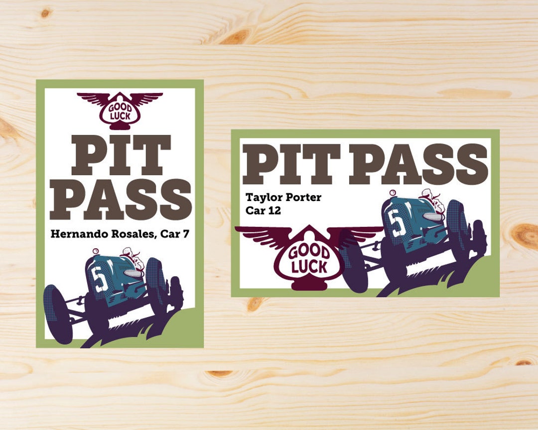 Editable Derby Pit Passes - INSTANT DOWNLOAD PRINTABLE - Retro ...
