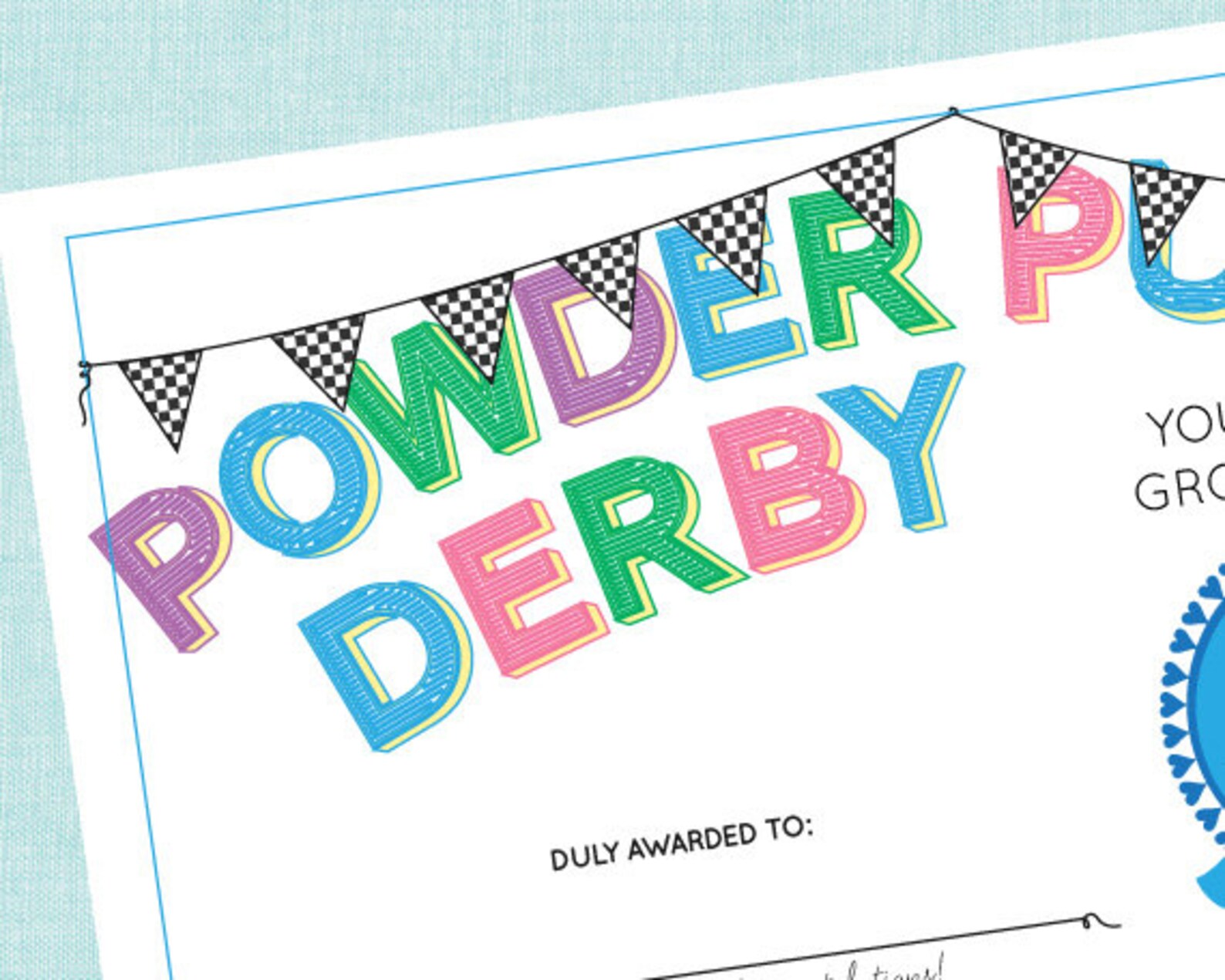 Powder Puff Derby Deluxe Place Award Certificates - INSTANT DOWNLOAD ...