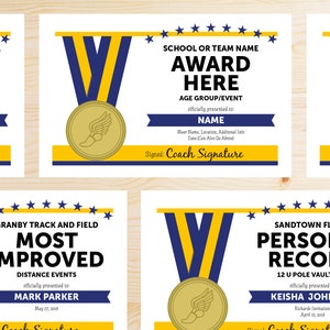 Editable Track and Field Award Certificates - INSTANT DOWNLOAD ...