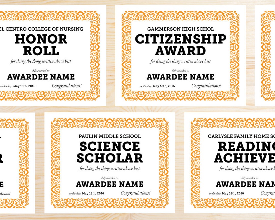 School Award Certificates - INSTANT DOWNLOAD PRINTABLE - General ...