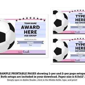 Editable Soccer Award Certificates INSTANT DOWNLOAD - Etsy