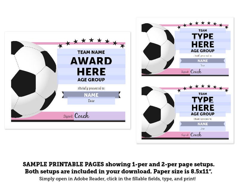 Editable Soccer Award Certificates INSTANT DOWNLOAD | Etsy