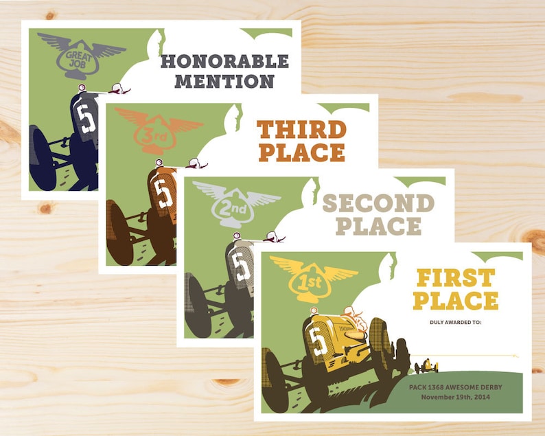 Editable Derby Place Award Certificates. 1st, 2nd, 3rd and Honorable ...