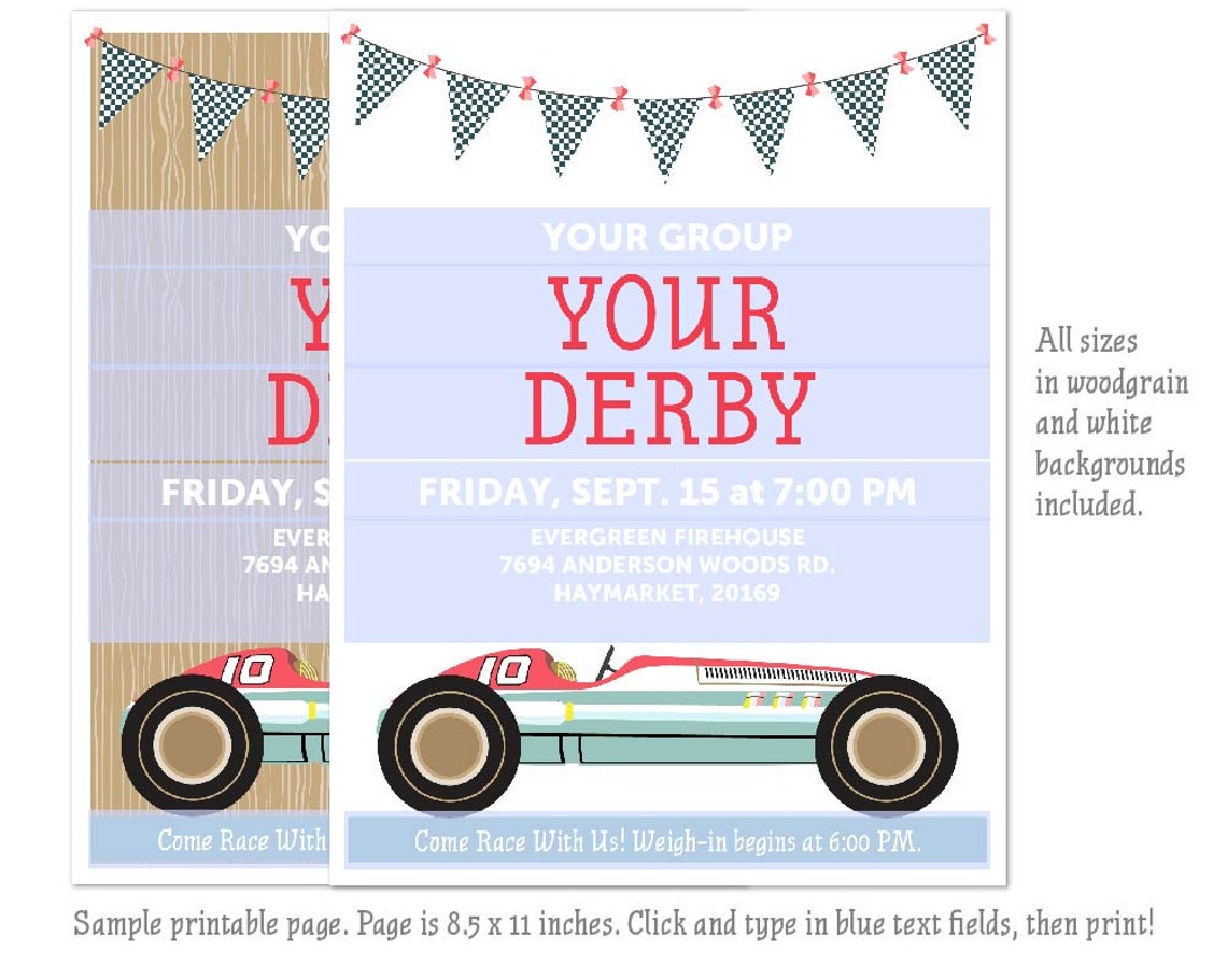 Editable Powder Puff Derby Invitations Flyers and Hand-outs - Etsy