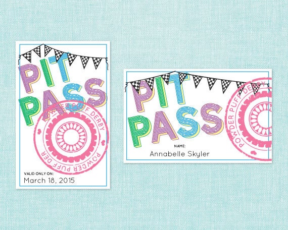 Powder Puff Derby Pit Passes - INSTANT DOWNLOAD PRINTABLE - Original ...