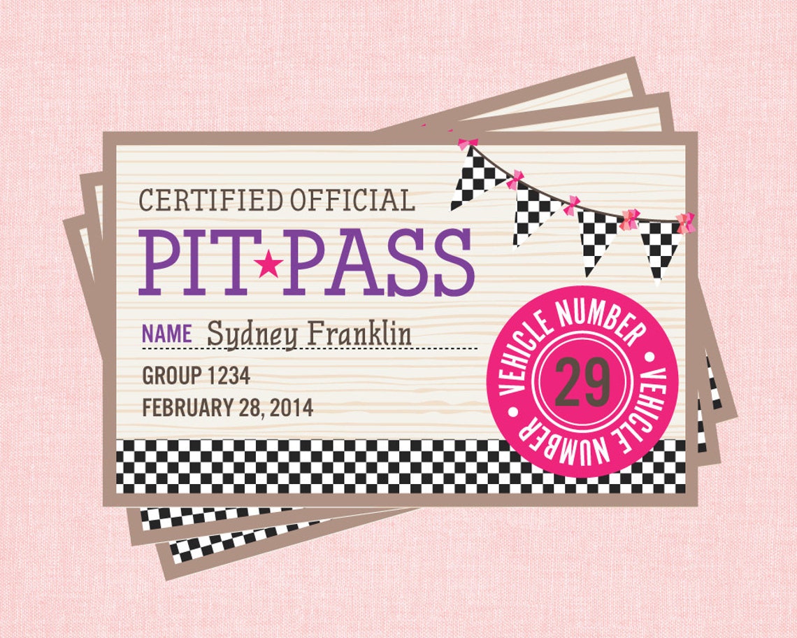 Editable Powder Puff Derby Pit Passes INSTANT DOWNLOAD | Etsy