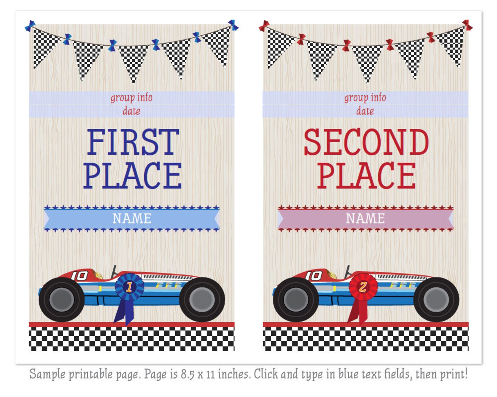 Derby Place Award Certificates. 1st, 2nd, 3rd, Honorable Mention ...