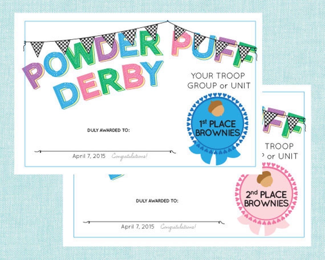 Powder Puff Derby Deluxe Place Award Certificates INSTANT - Etsy
