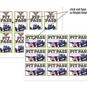 Editable Derby Pit Passes - INSTANT DOWNLOAD PRINTABLE - Retro ...