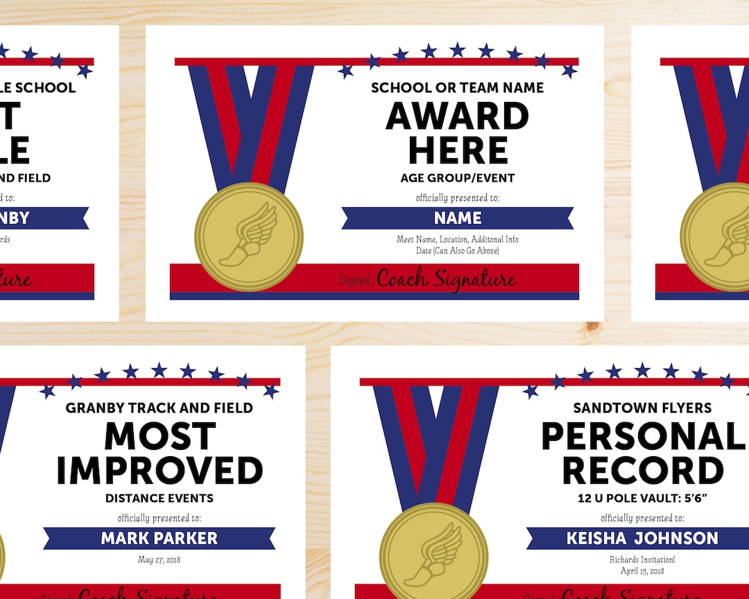 Editable Track and Field Award Certificates - INSTANT DOWNLOAD ...
