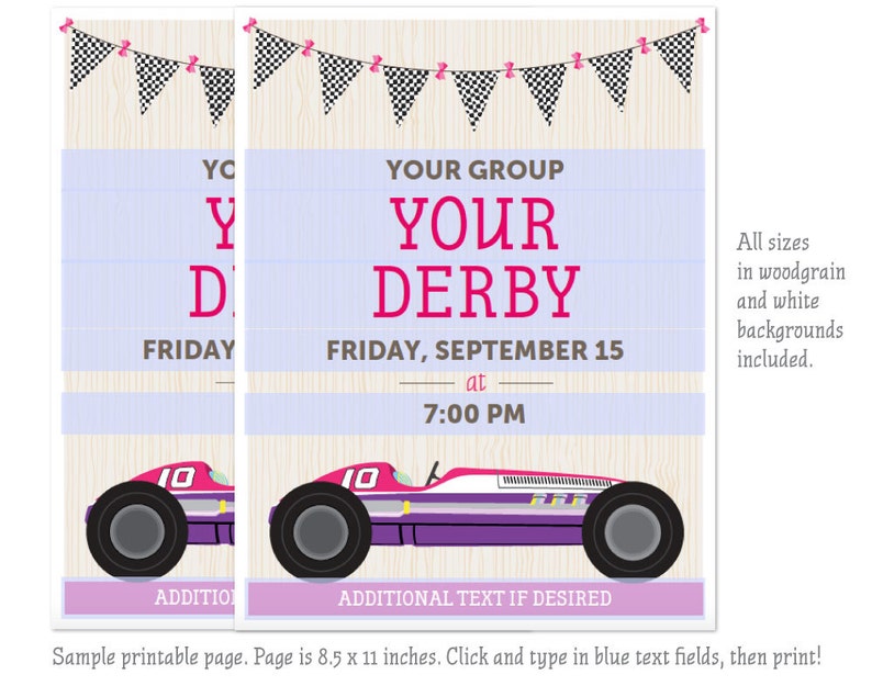 Editable Powder Puff Derby Invitations, Flyers, and Hand-outs - INSTANT ...