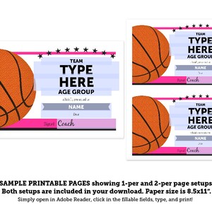 Editable Basketball Award Certificates INSTANT DOWNLOAD PRINTABLE Hot ...