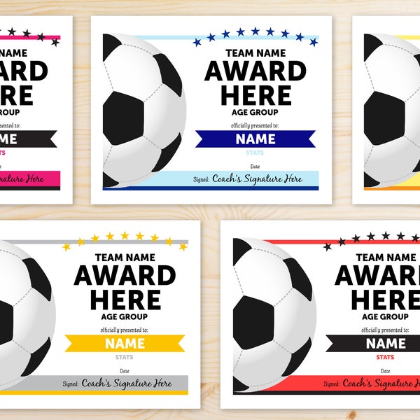 Soccer Award Template - Etsy