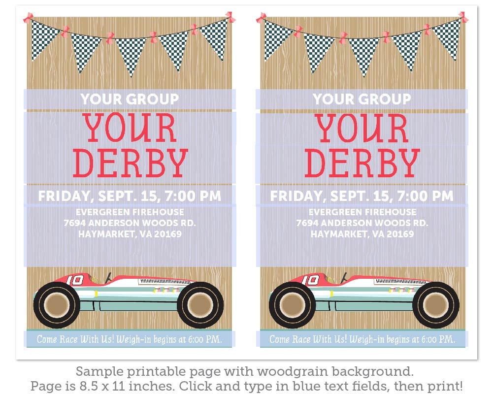 Editable Powder Puff Derby Invitations, Flyers, and Hand-outs - INSTANT ...