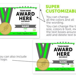 EDITABLE COLORS Track Award Certificates | Online Template | Easy ...