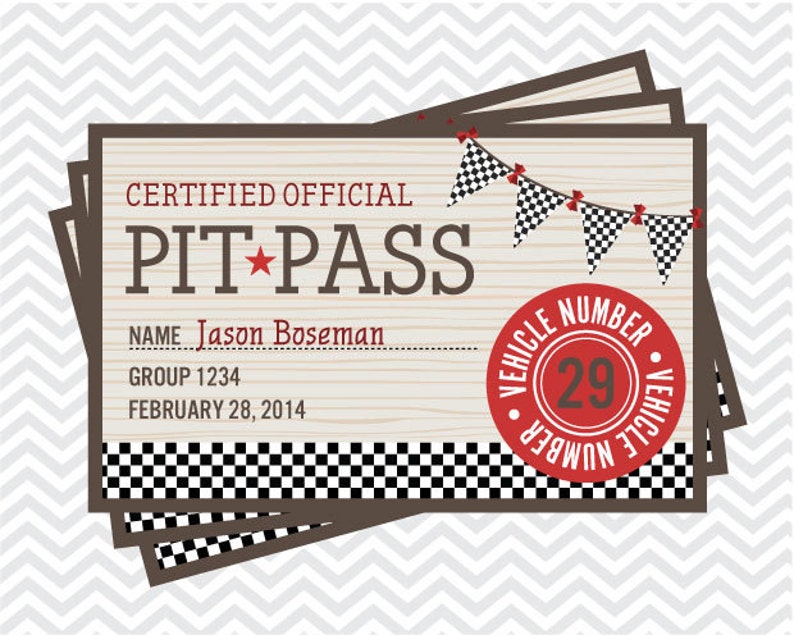 Derby Pit Passes - INSTANT DOWNLOAD PRINTABLE - Blue and Red - Etsy