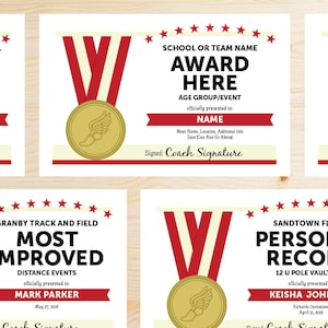 Editable Track and Field Award Certificates - INSTANT DOWNLOAD ...