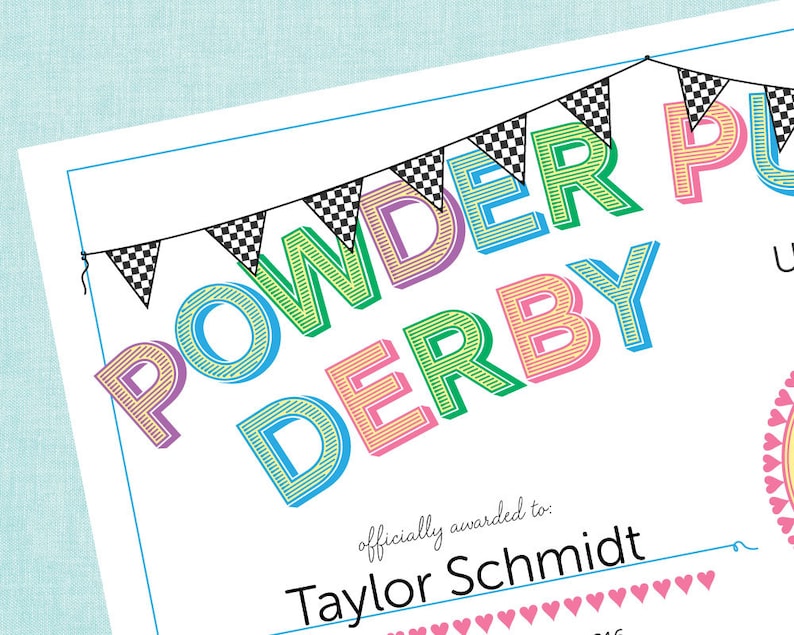 Editable Powder Puff Derby Style Award Certificates INSTANT - Etsy